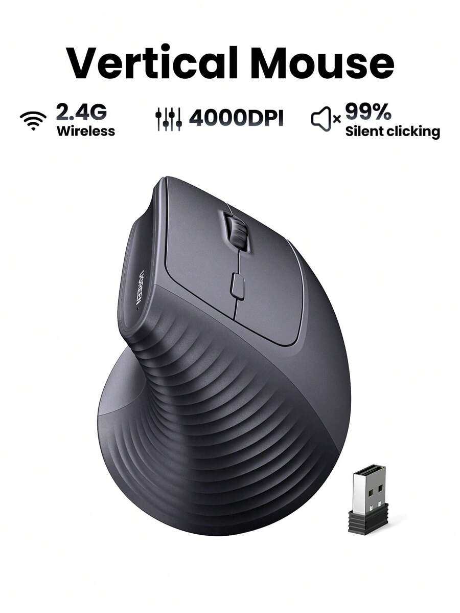 UGREEN UGREEN 2.4G Wireless Vertical Mouse 4000DPI Ergonomic For Laptop ...