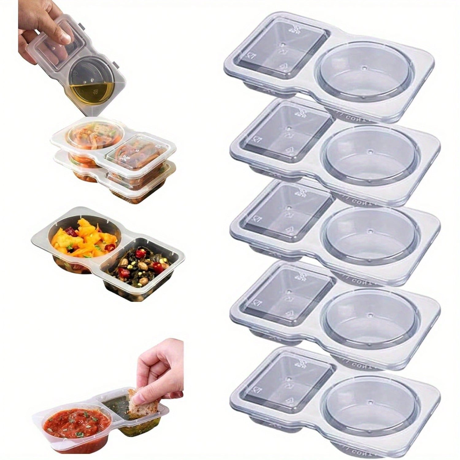 3/5/12/15/20/30pcs Double Layer Condiment Containers, Portable Reusable ...