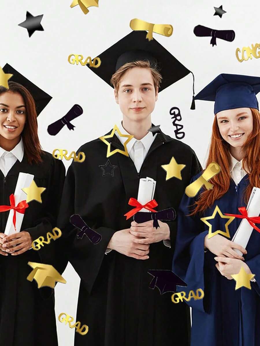 2025 Graduation Confetti,Gold And Black Graduation Confetti 2025, Grad ...