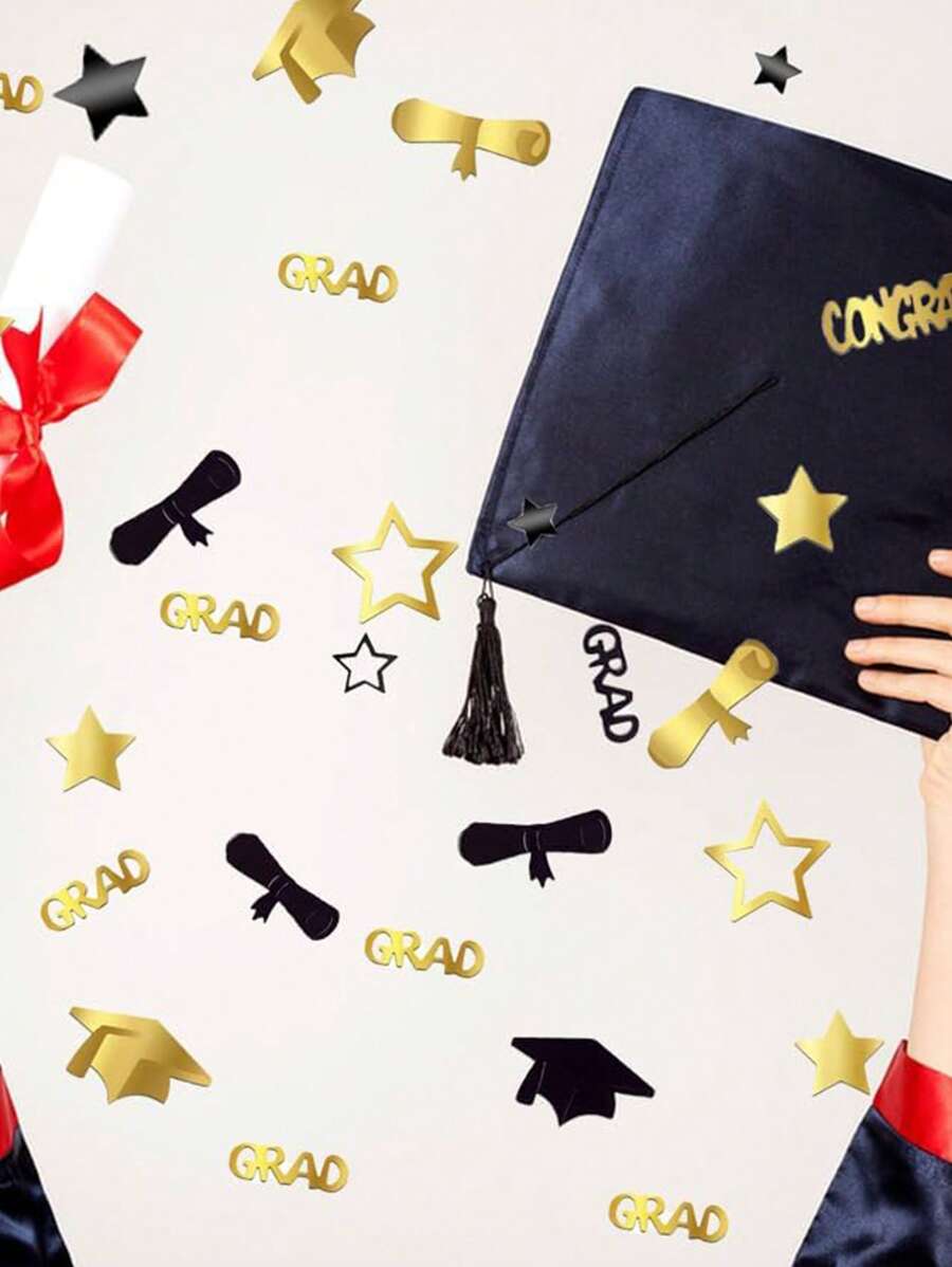 2025 Graduation Confetti,Gold And Black Graduation Confetti 2025, Grad ...