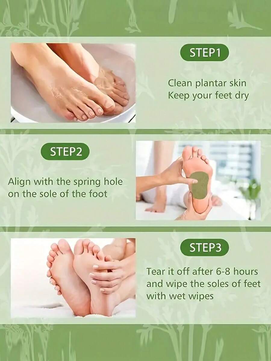 120pcs Daily Foot Care Moxa Foot Pads, Plant Extract Gentle No ...