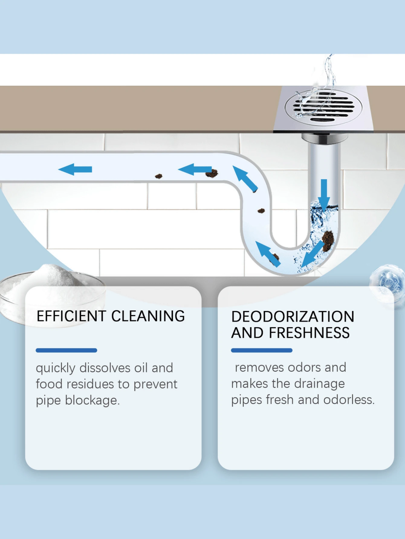 Detergente desbloqueador de tuberías que disuelve rápidamente cabello ...