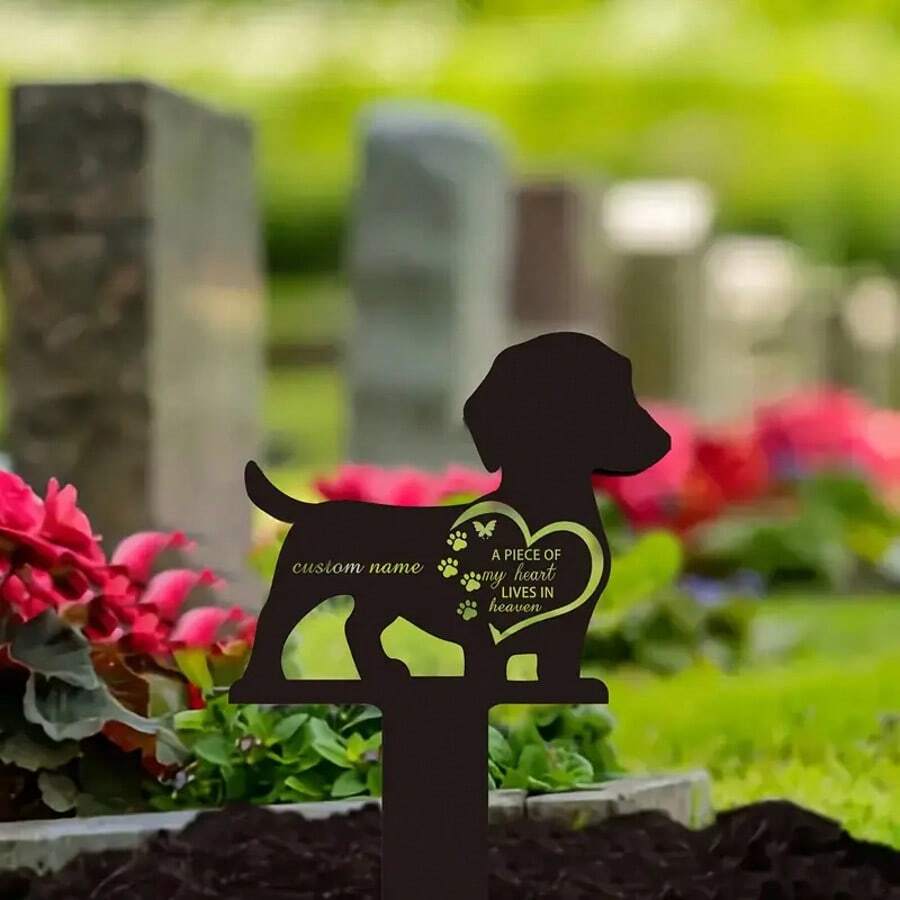 Custom Dog Memorial Gravestone - Personalized Black Acrylic Pet Grave Marker With Name, Eternal ...