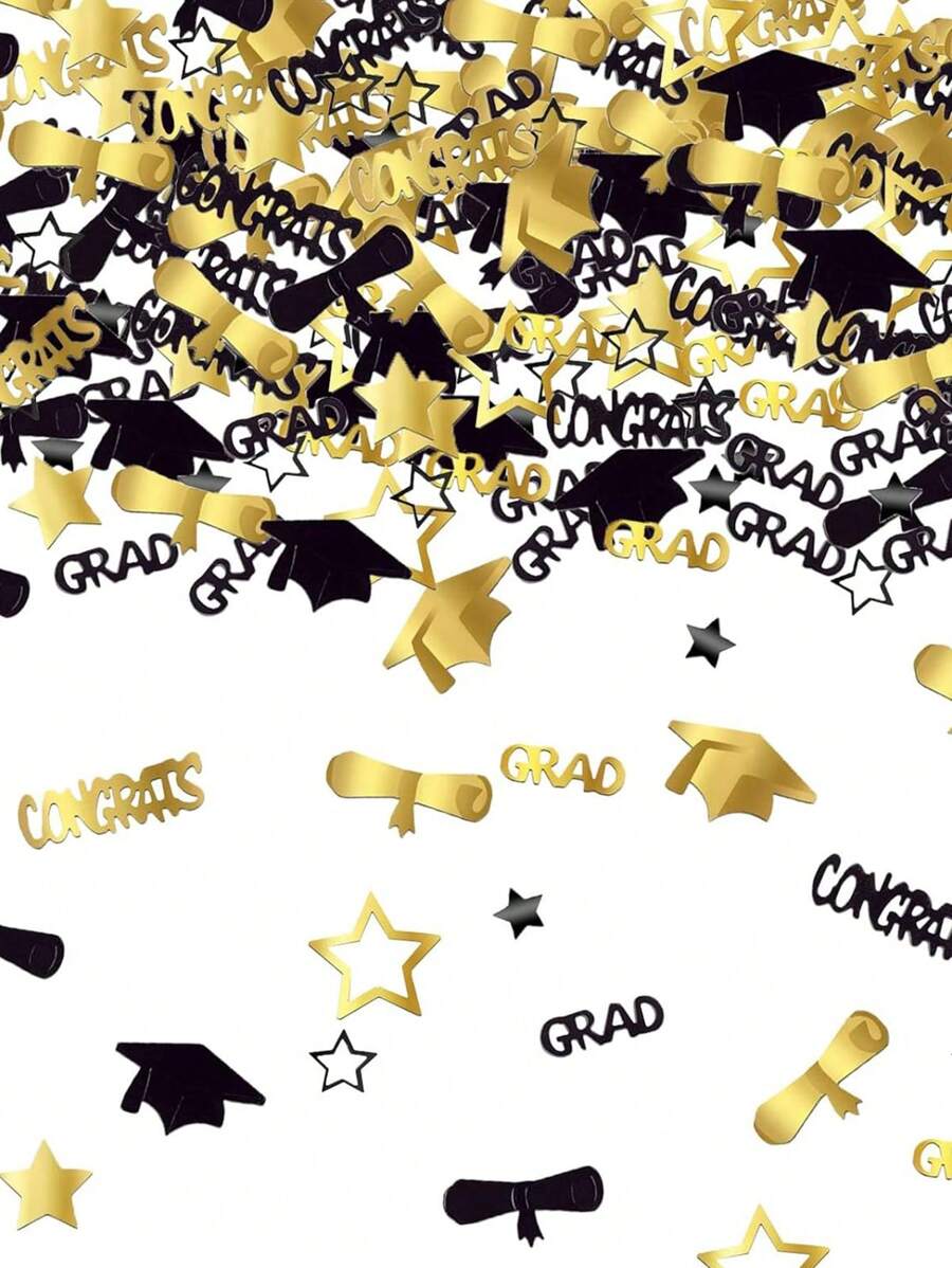 2025 Graduation Confetti,Gold And Black Graduation Confetti 2025, Grad ...