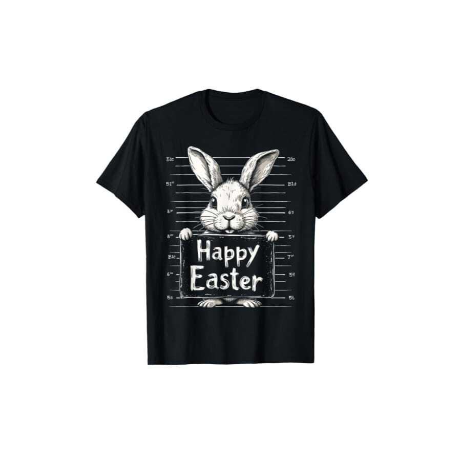 Woman's Happy Easter Rabbit Mugshot T-Shirt | SHEIN USA