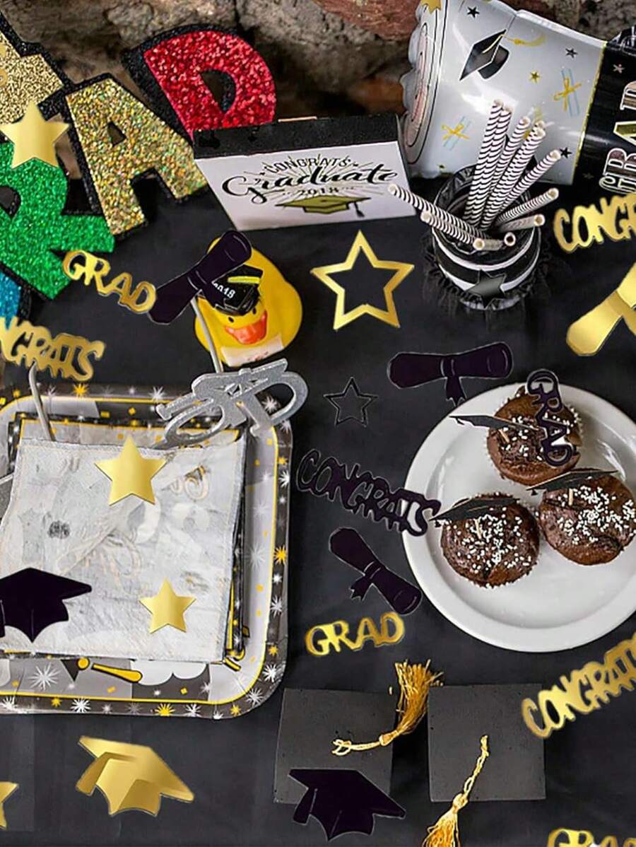 2025 Graduation Confetti,Gold And Black Graduation Confetti 2025, Grad ...