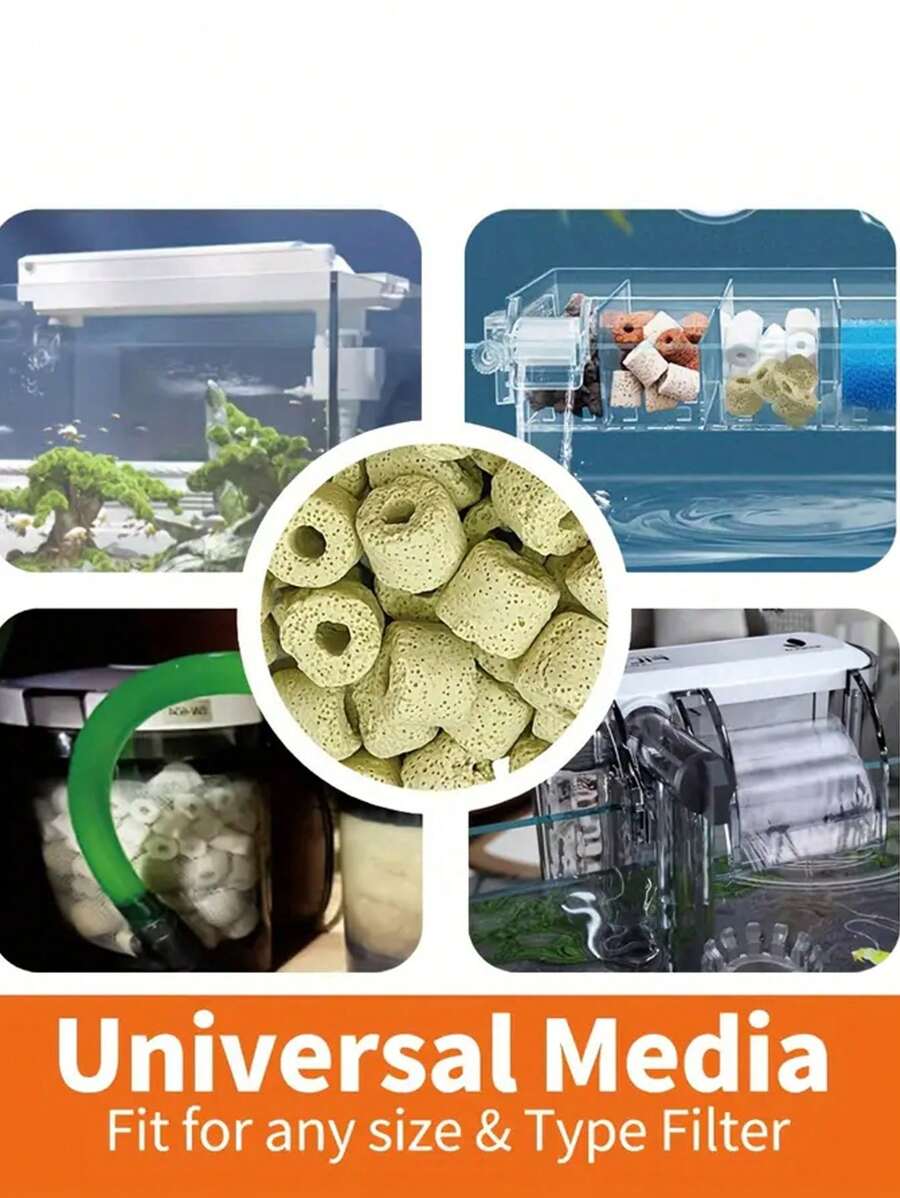 Aquarium Biological Filter Ceramic Rings With Net Bag, Reduces Ammonia ...