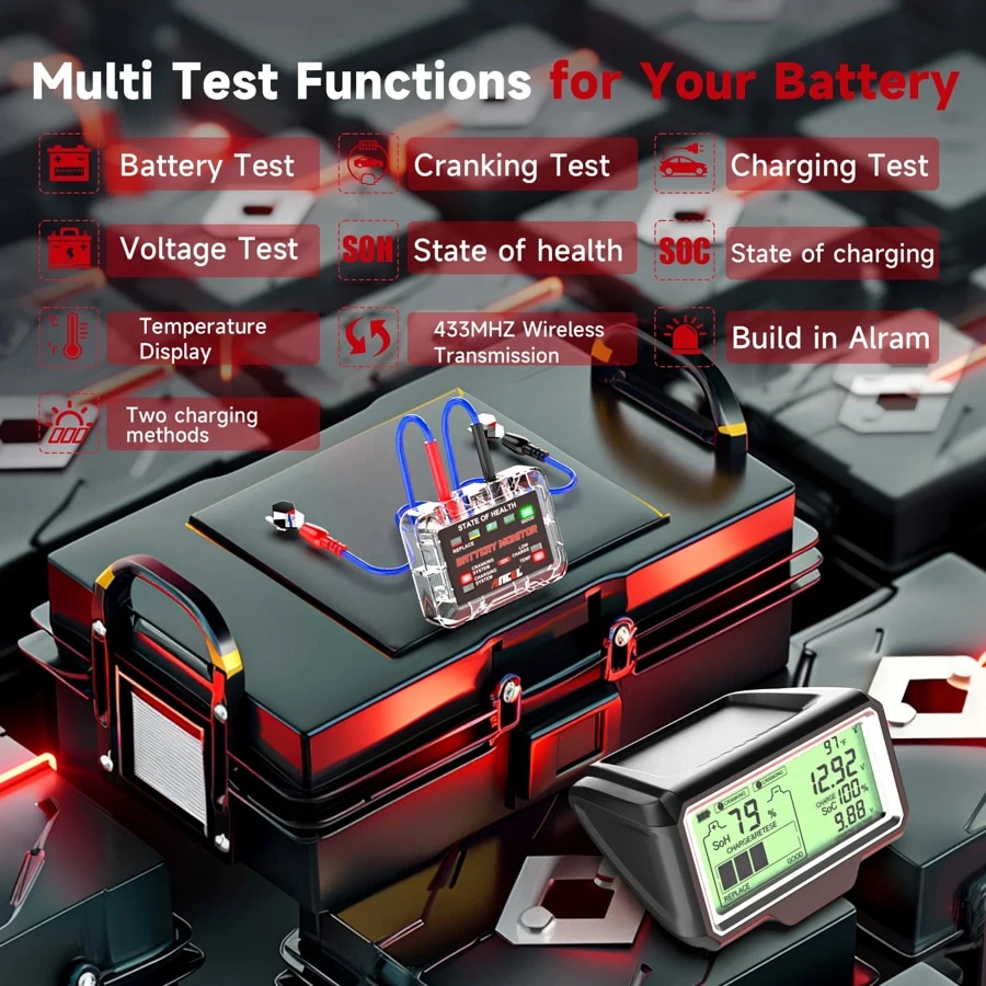 ANCEL BM200 PRO 12V Car Battery Capacity Tester Monitor LED Display ...