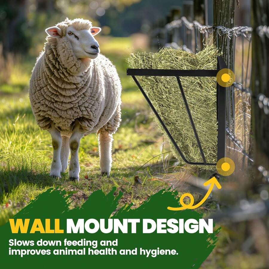 Hay Feeder Hay Rack Wall Mount Horse Goat Feeder, Heavy Duty Livestock Feeder With Rounded Edges ...