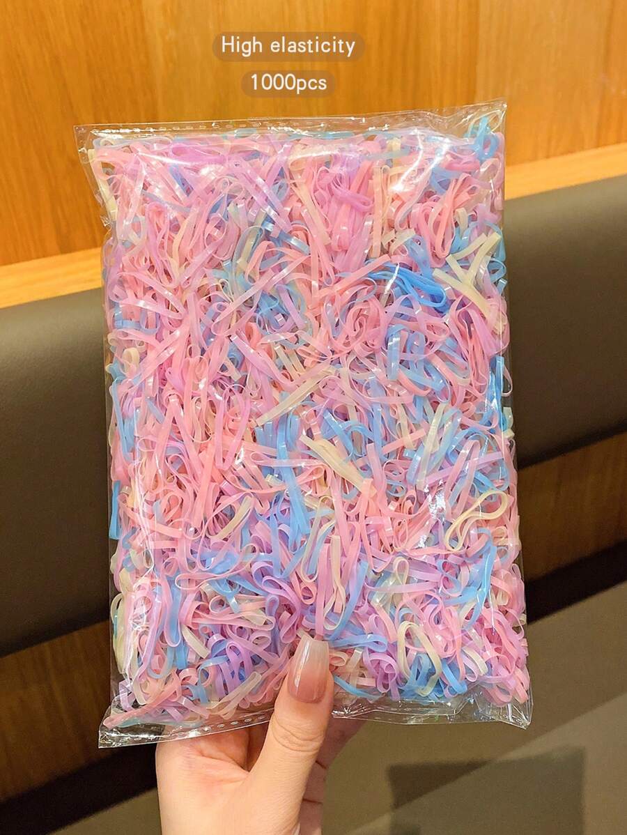 1000pcs Jelly Color Hair Ties, Non-Damaging Elastic Hair Bands For ...