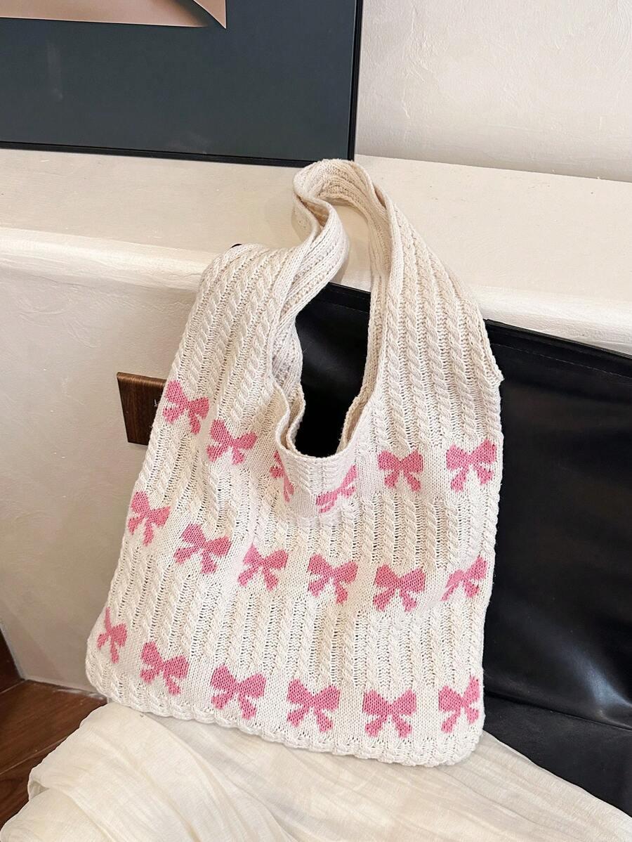 Kontrastfarbiger beige und rosa Schleifen-Dekor Damen Lässig/Strand ...