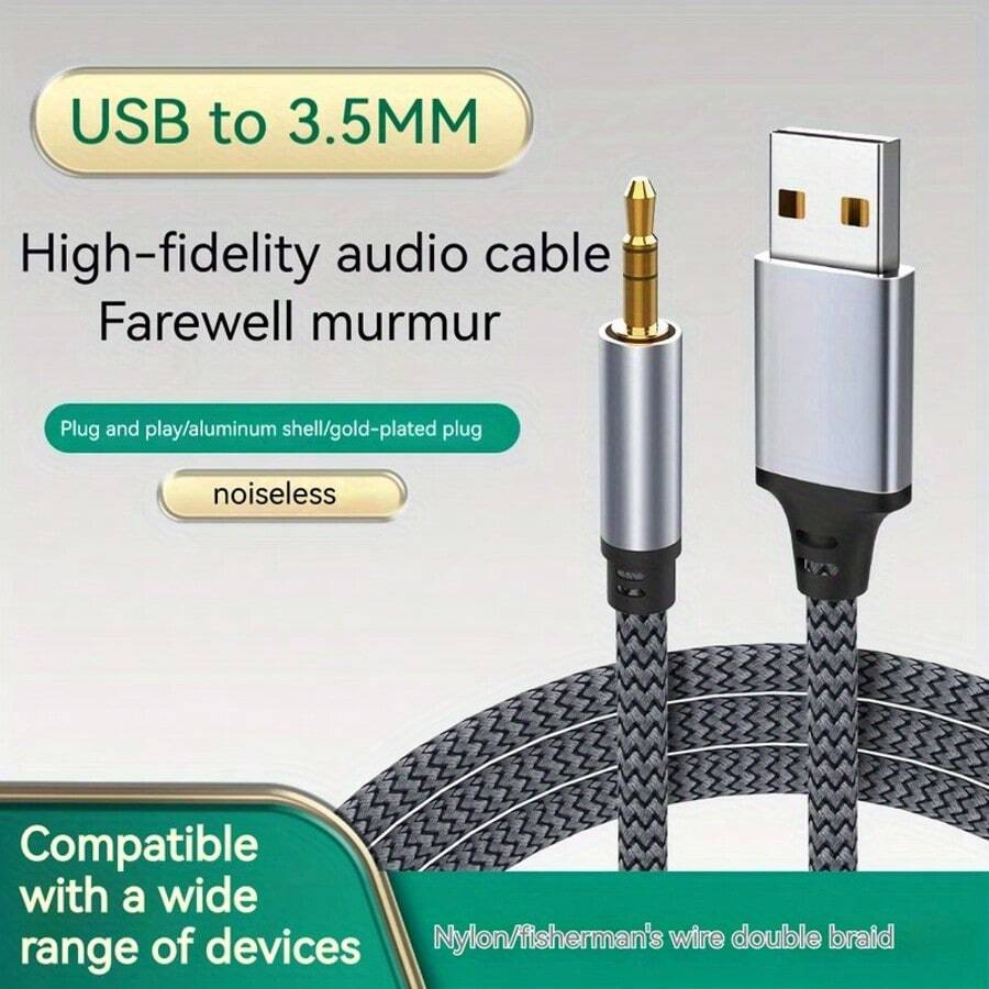 Aluminum Alloy USB To 3.5mm Audio Cable Desktop Laptop Connected To ...
