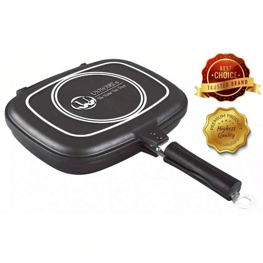 Sturdy Non-Stick Double Grill Pan For Indoor And Outdoor BBQ, Perfect ...