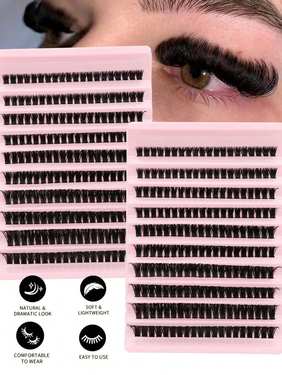 200clustersDIY 80D Segmented False Eyelashes, Natural Fluffy Style, DD Curl, Suitable For ...