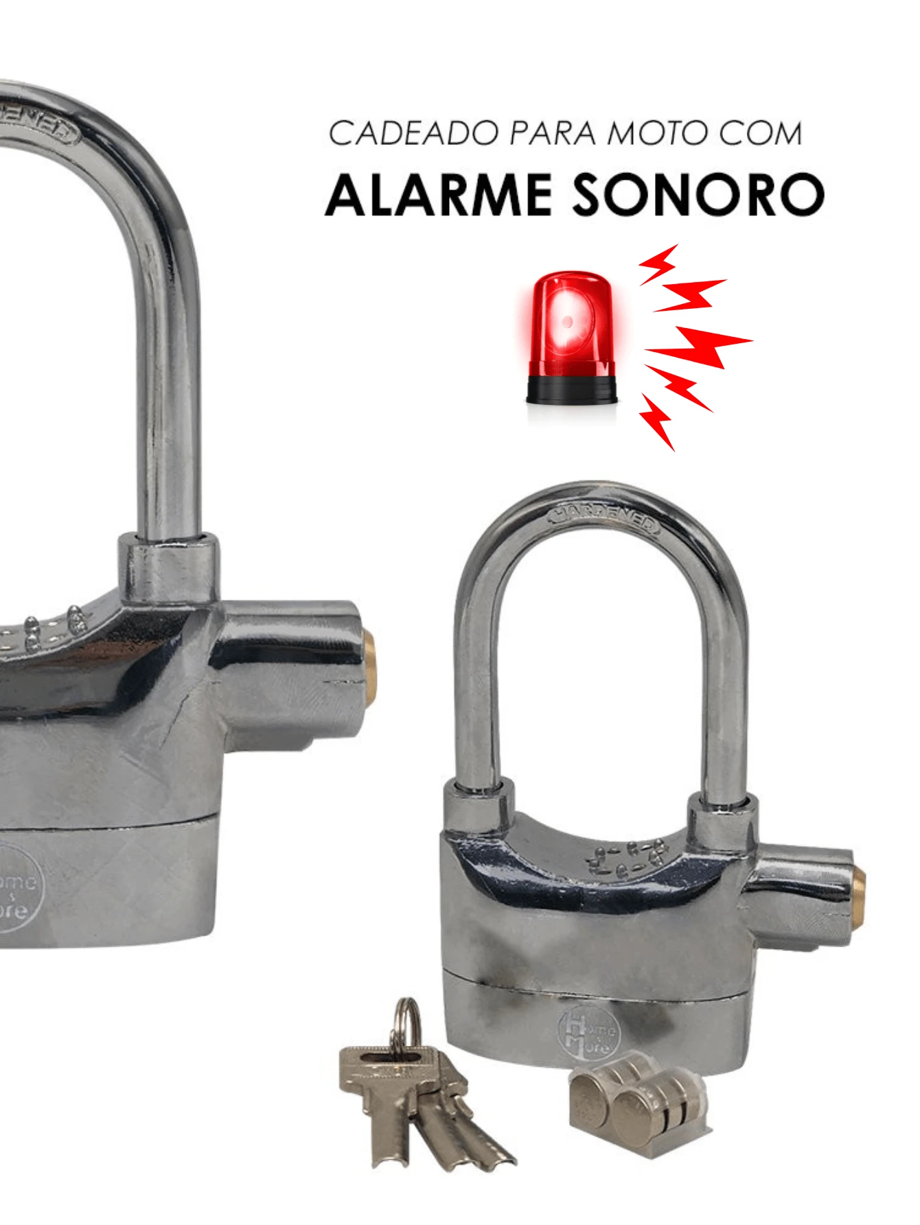 Anti-Theft Padlock With Audible Alarm With 3 Keys + 6 Batteries - Rain ...