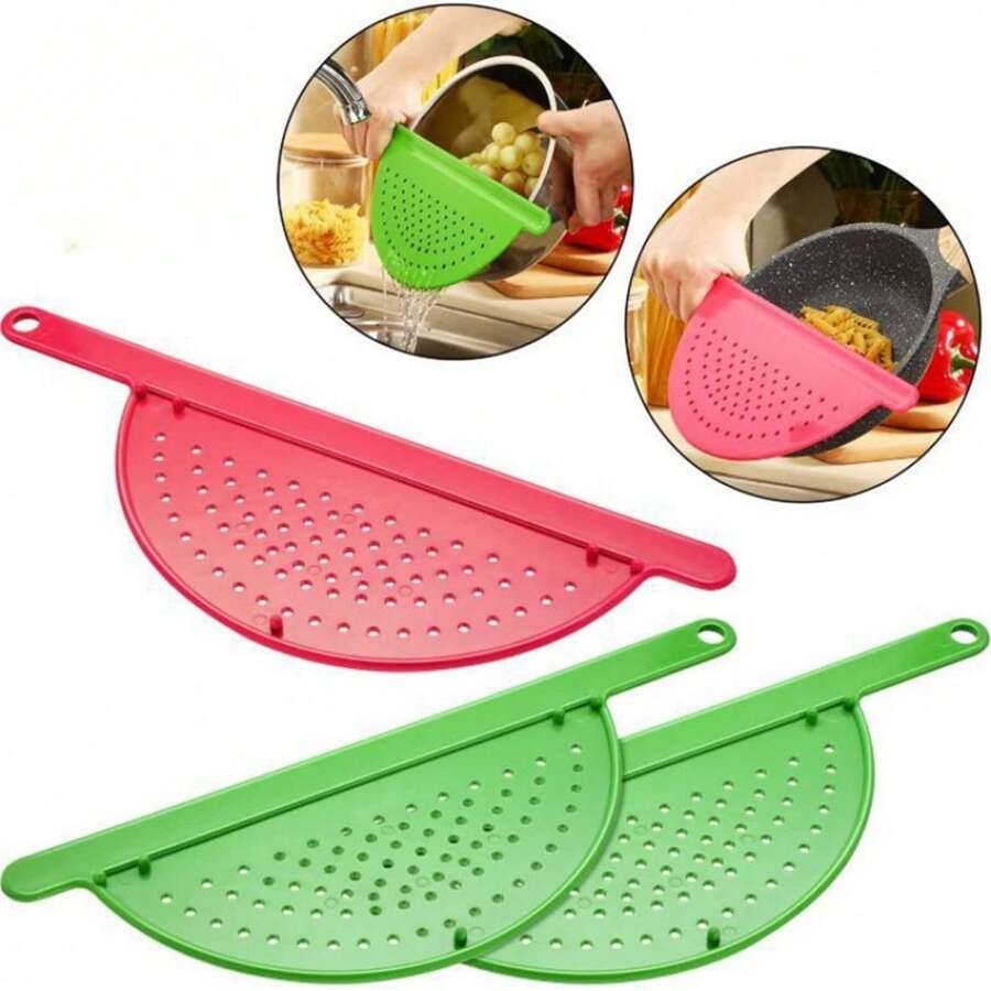 Hand Held Plastic Pot Drainer, Plastic Kitchen Food Pot Side Strainer ...