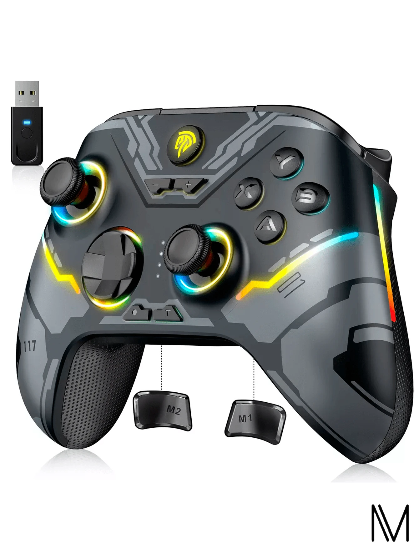 Wireless Controller Gamepad Hall Effect Joystick Control For Windows PC ...