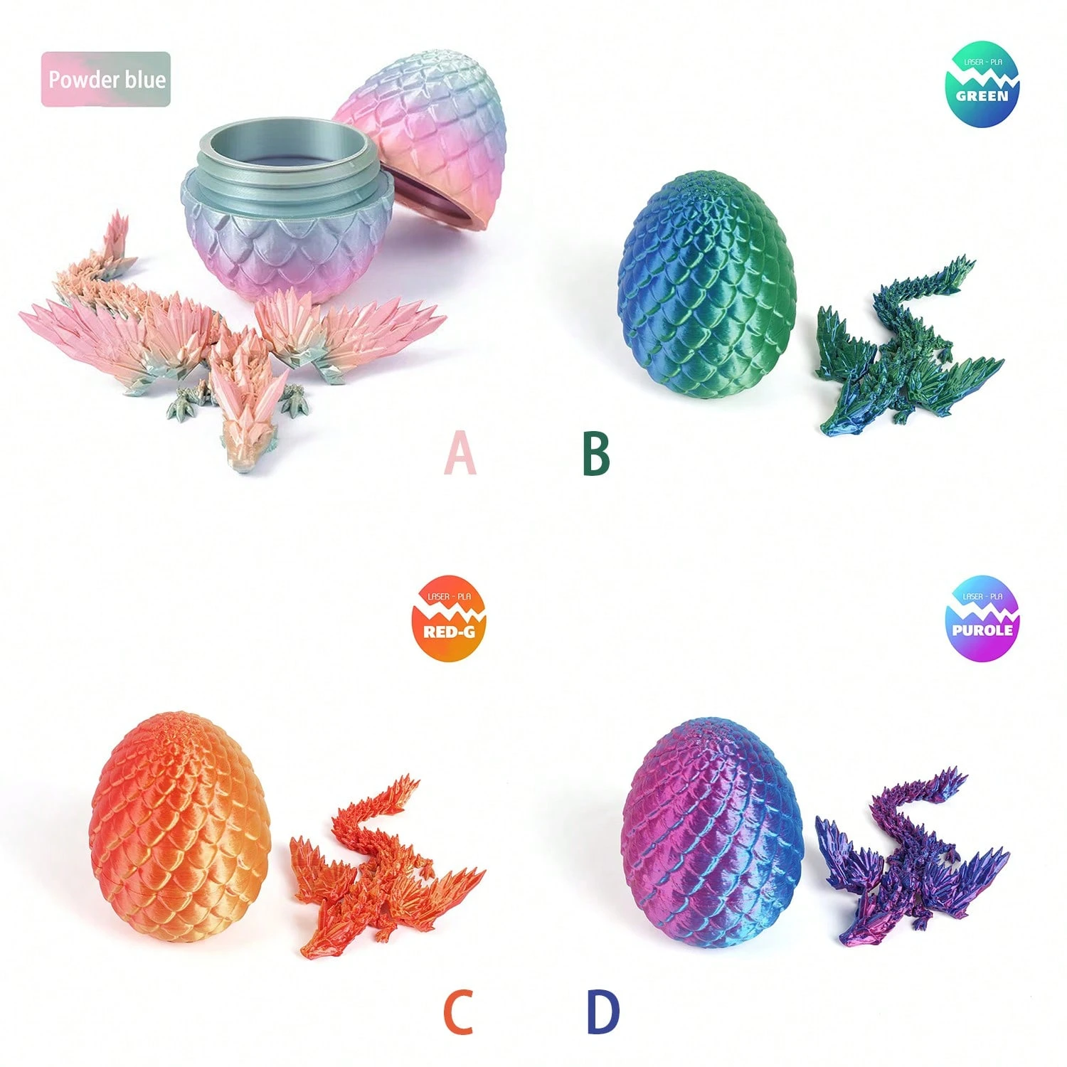 2 Pieces Set 3D Printed Dragon Model, An 8.7-Inch Dragon With Wings, A ...