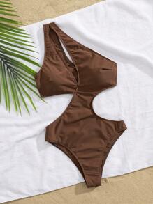 One-Piece Asymmetrical Cut-Out Design Shoulder High-End Swimsuit ...