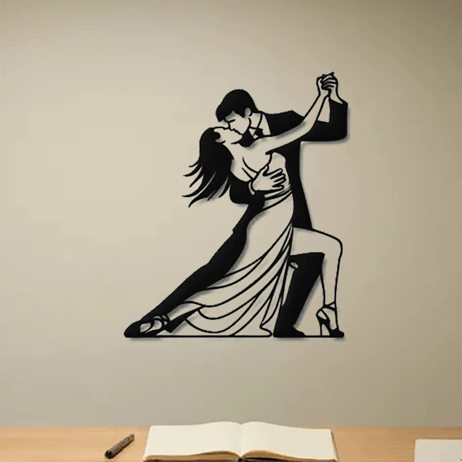 1pc Classic Argentine Tango Metal Wall Art, Minimalistic Couple Line ...