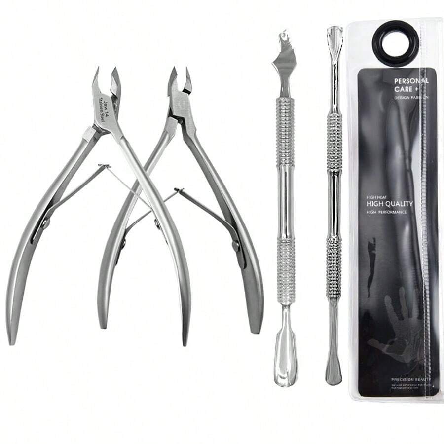 2-In-1 Cuticle Nipper & Pusher Manicure Tool Set, Double-Sided Cuticle Nipper & Cuticle Remover ...
