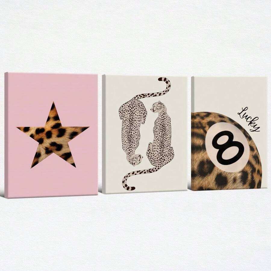 Animal Cheetah Canvas Wall Art Lucky 8 Pool Ball Posters Modern Cool ...