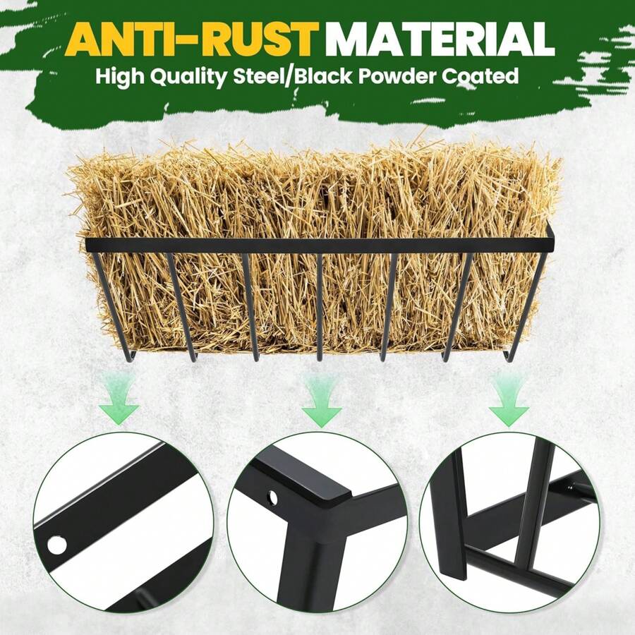 Hay Feeder Hay Rack Wall Mount Horse Goat Feeder, Heavy Duty Livestock Feeder With Rounded Edges ...