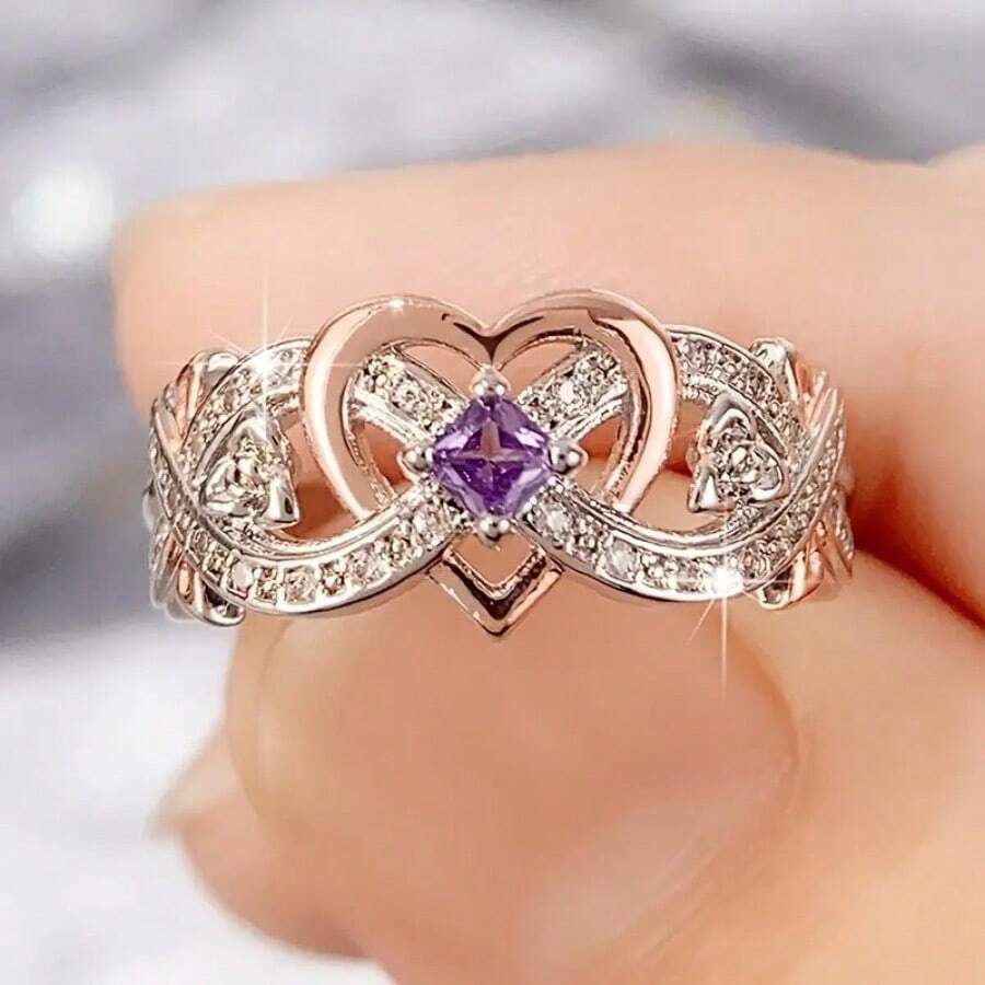 Elegant Heart With Infinite Commitment Ring - Shimmering Dual-Tone ...