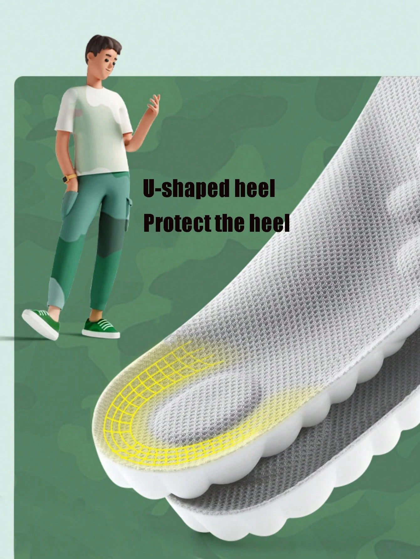 1 Pair 4D Cloud Shaped Shoe Insoles, Soft & Elastic PU Material, U ...