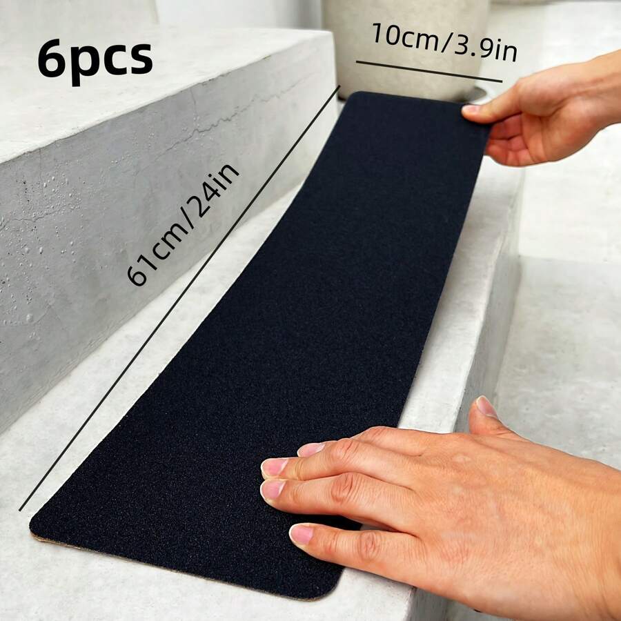 [Rubber Non-Slip Stair Treads] 6-Pack Pre-Cut Rubber Non-Slip Stair ...