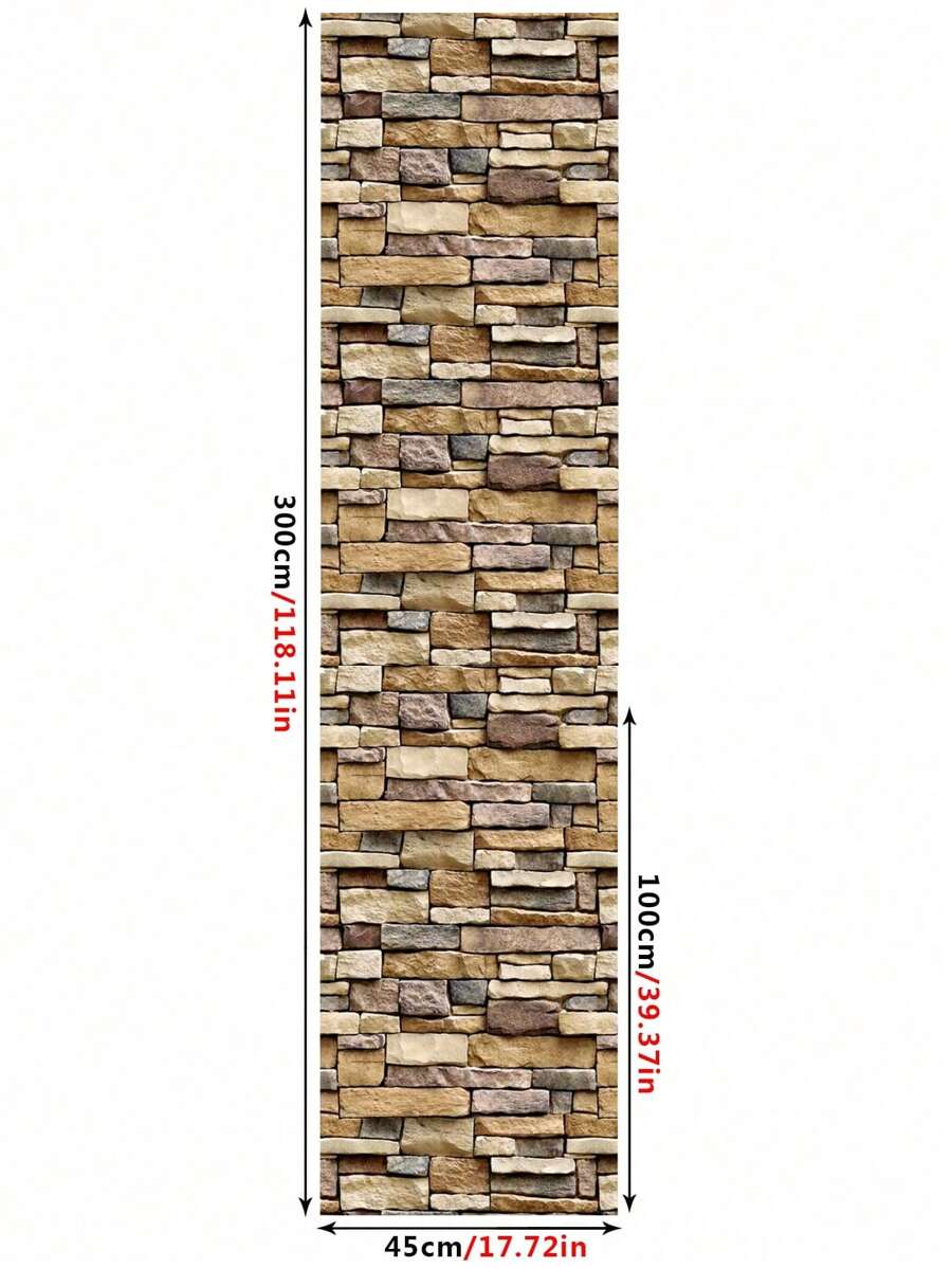 1M/3M 1pc Self-Adhesive Stone Brick Wallpaper - Easy To Peel And Stick ...