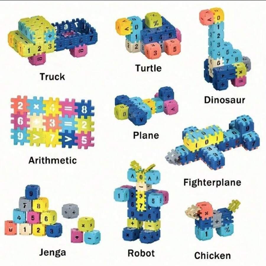 100Pcs Number Building Blocks DIY Toy Large Particles Colorful Creative ...