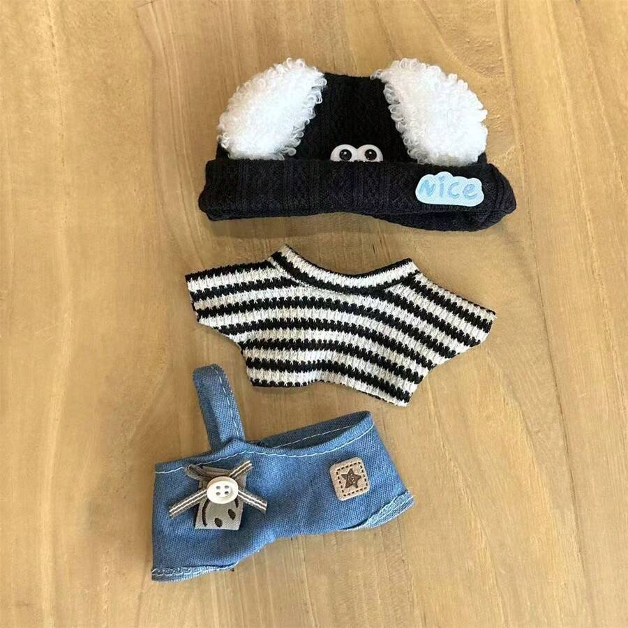 1st & 2nd Generation 17cm Labubu Doll Clothes, Striped T-Shirt Outfit ...