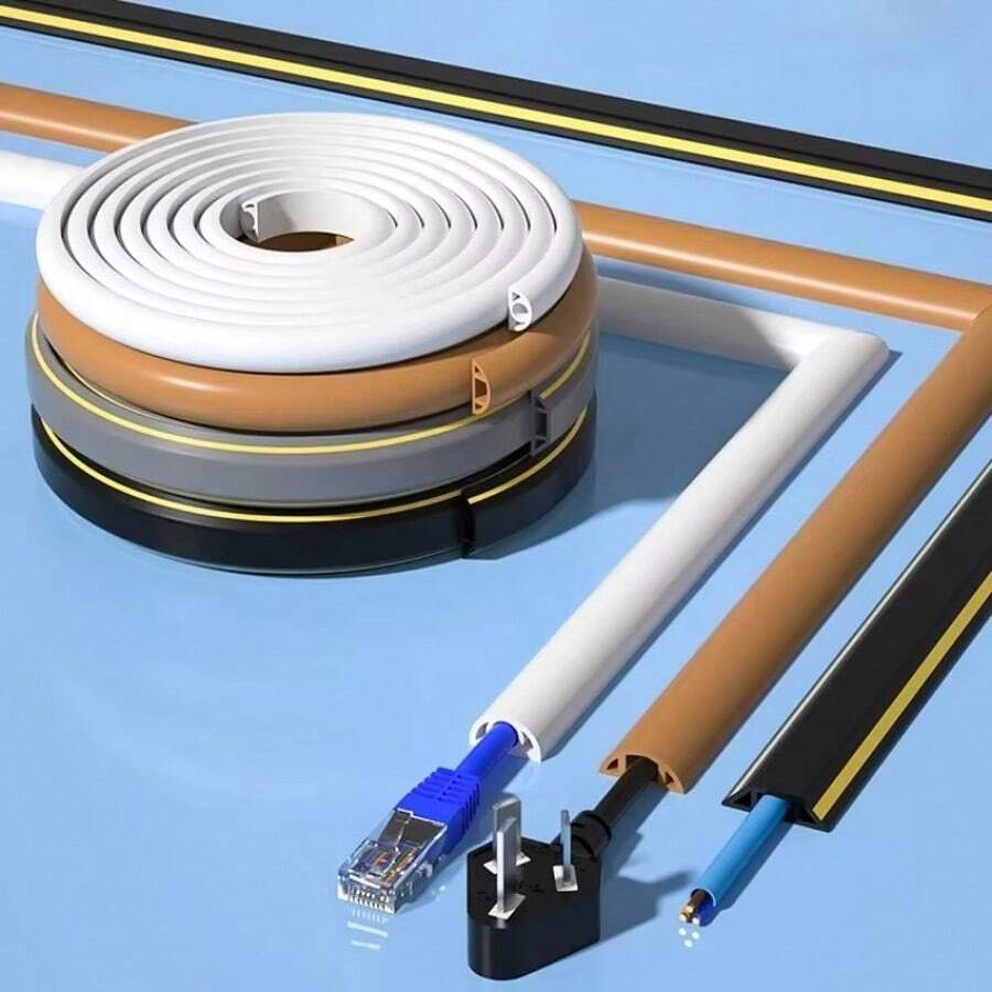 Kerokuru Floor Cable Cover PVC Cord Protector Self-Adhesive Power Cable ...