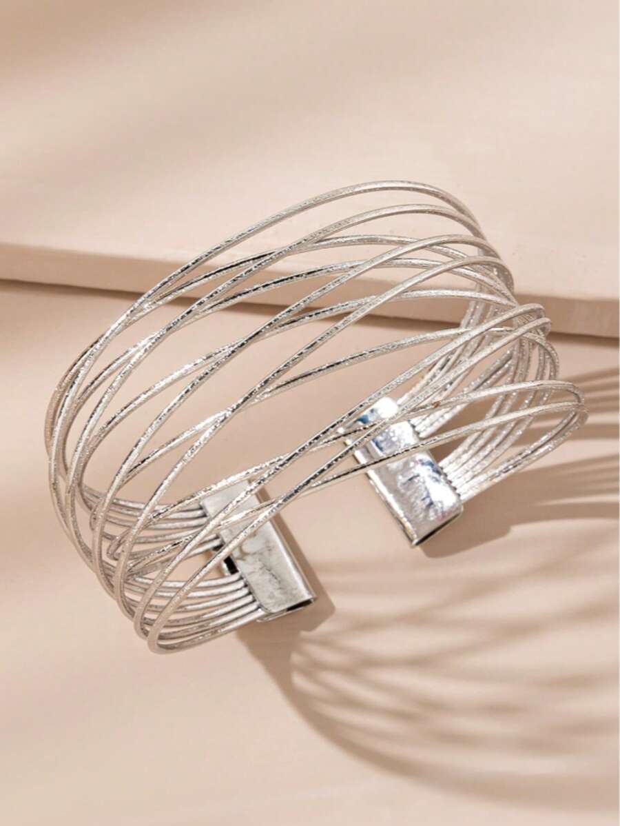 1pc Fashion Minimalist Personality Multi-Layer Hollow Cuff Bracelet ...