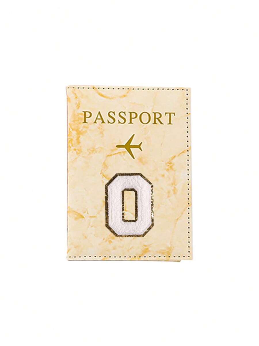 Lively Yellow Passport Holder Embroidered With White Mao Jinxiu, Marble ...