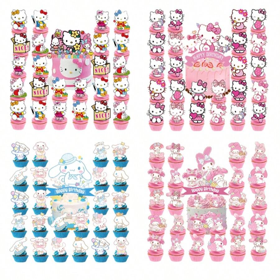 Sanrio 25 Pcs Sanrio Theme Cake Decorations Hello Kitty Cake Topper ...