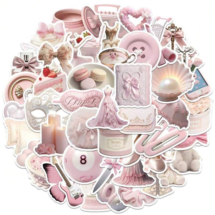 50PCS Coquette Stickers Coquette Aesthetic Pink Stickers Aesthetic ...