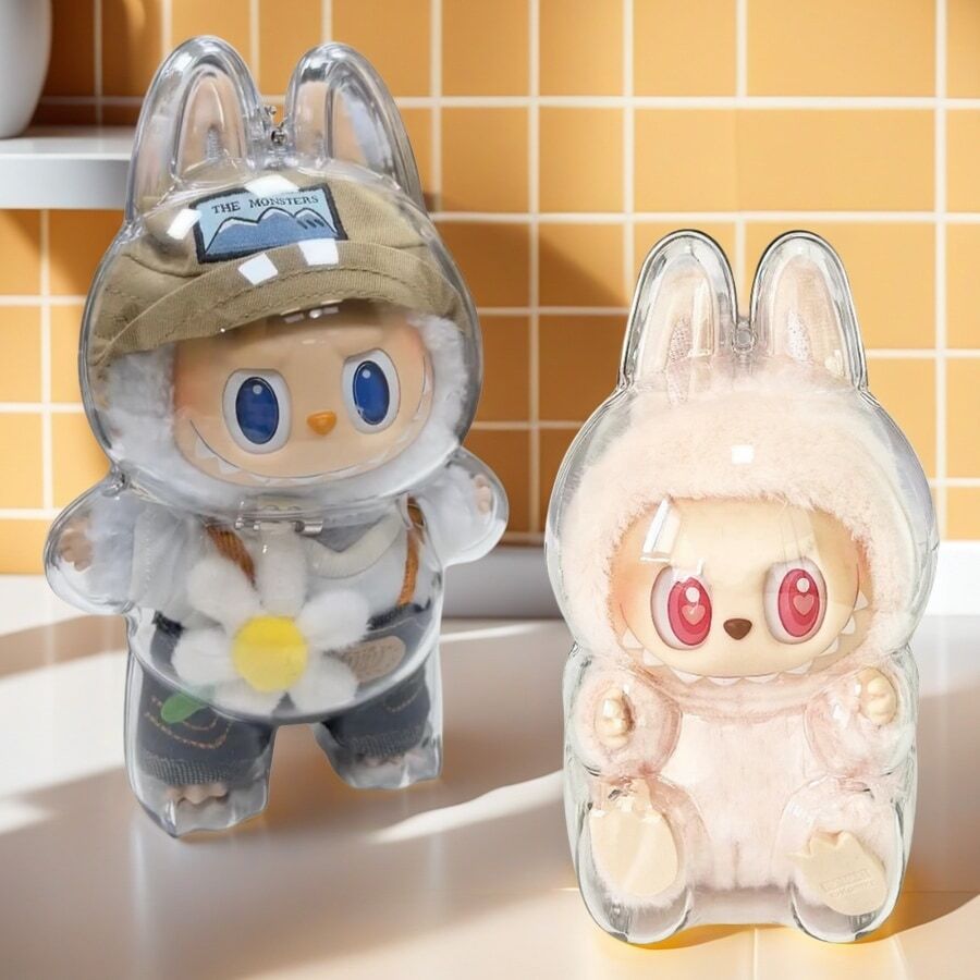 LABUBU Acrylic Display Case - Protective Hard Cover With Hanging Chain ...