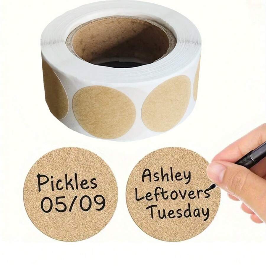 500pcs Kraft Paper Stickers Roll - Packaging And Labeling Stickers For ...