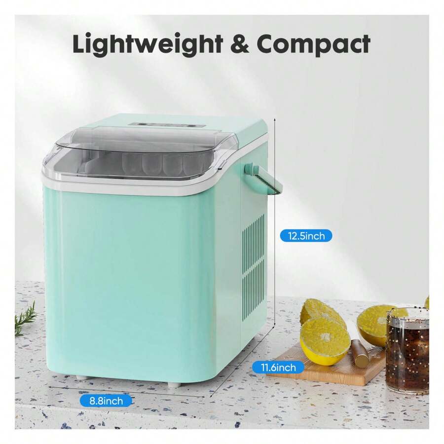 Green Countertop Ice Maker Machine, Portable Self-Cleaning Ice Machine ...
