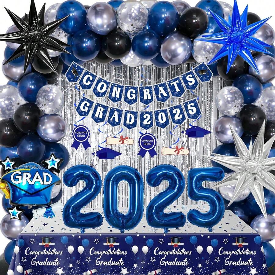 2025 Graduation Party Decorations, Navy Blue Graduation Decorations ...
