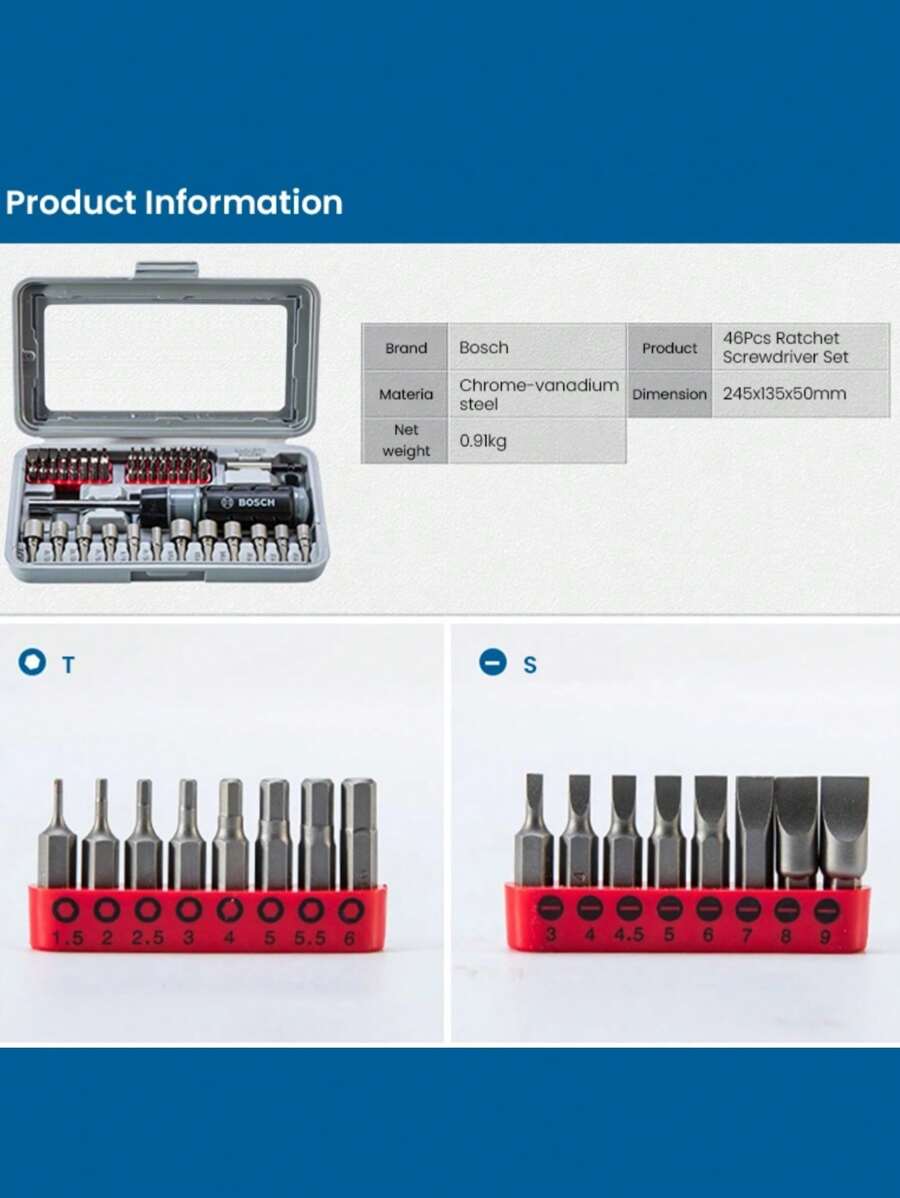 bosch Bosch 46-Piece Ratchet Screwdriver Set Precision Screwdriver Bit ...