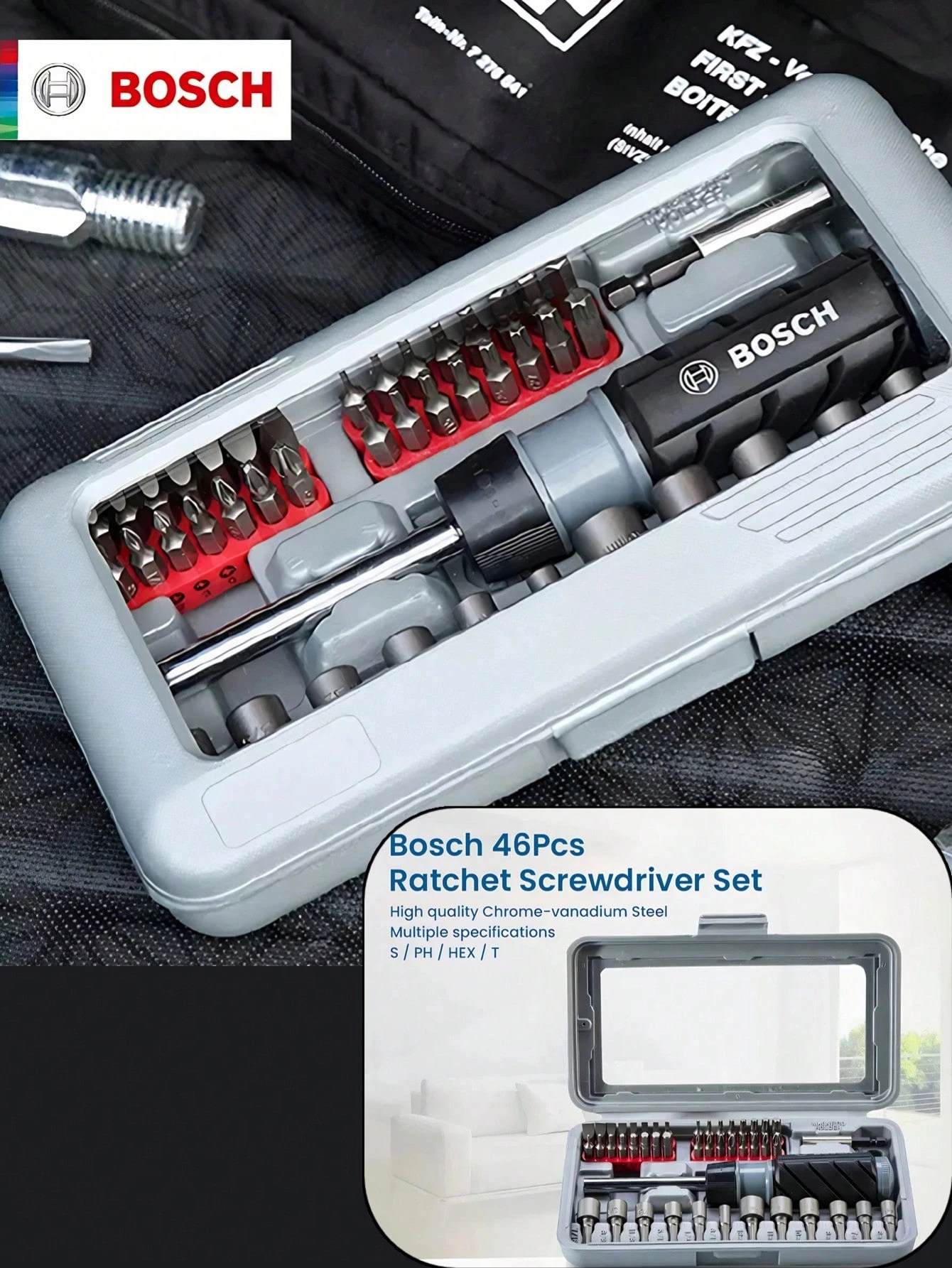 bosch Bosch 46-Piece Ratchet Screwdriver Set Precision Screwdriver Bit ...