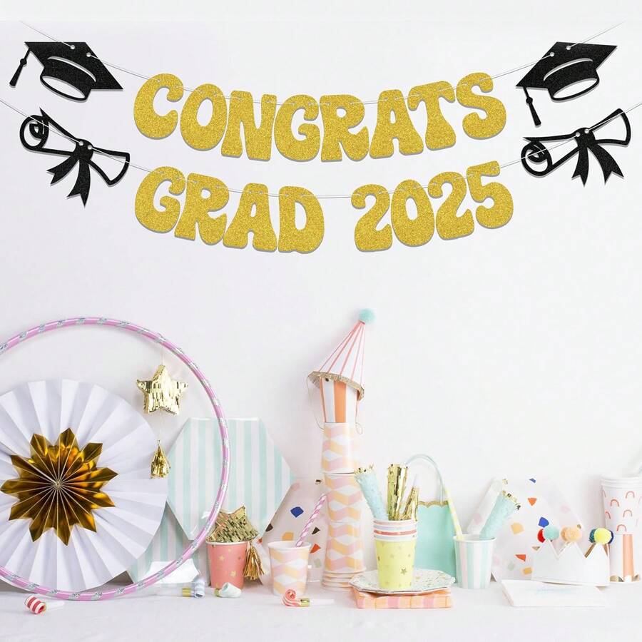 Congrats Grad 2025 Banner Graduation Theme Party Decoration Graduation ...