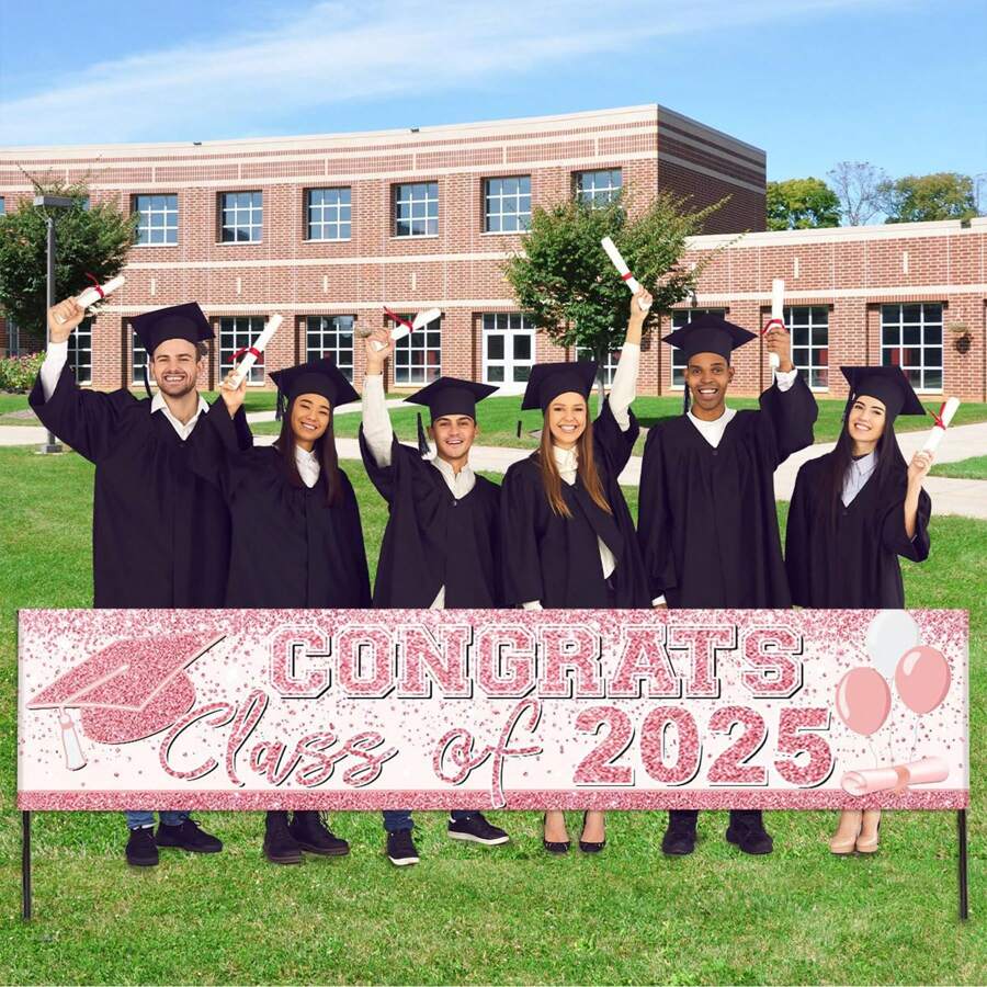 1pc Blue Graduation Flag - Congratulations To The Class Of 2025 ...