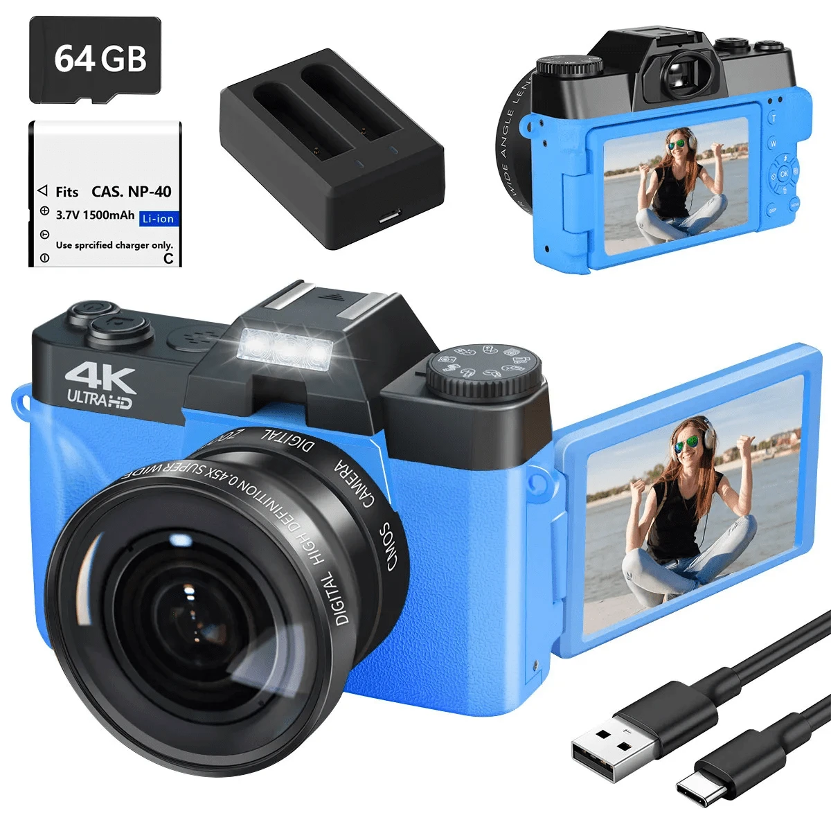 Fotocamera digitale 4K per fotografia e video - Fotocamera digitale a ...