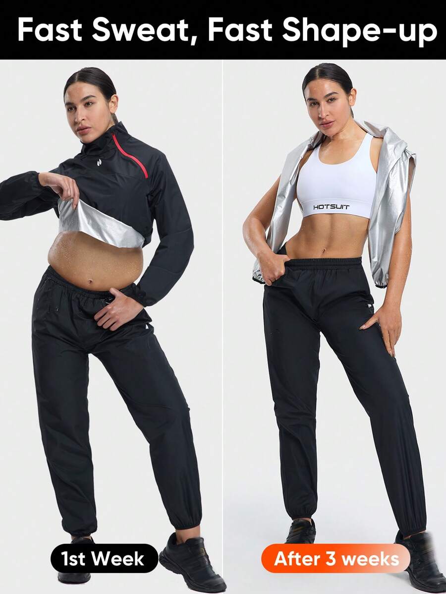 HOTSUIT Women Sauna Suit With Long Open Zipper Sweat Suit Ideal For Fitness And Training | SHEIN EUR