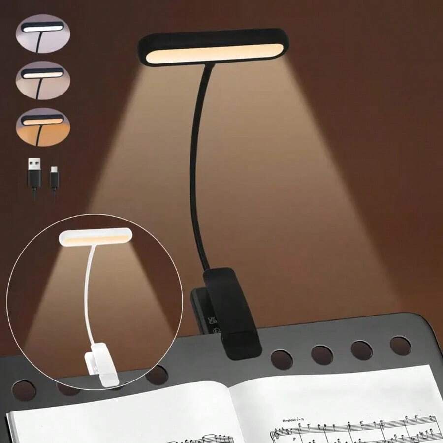 Book Light USB Rechargeable Reading Light Warm Cool White Daylight ...