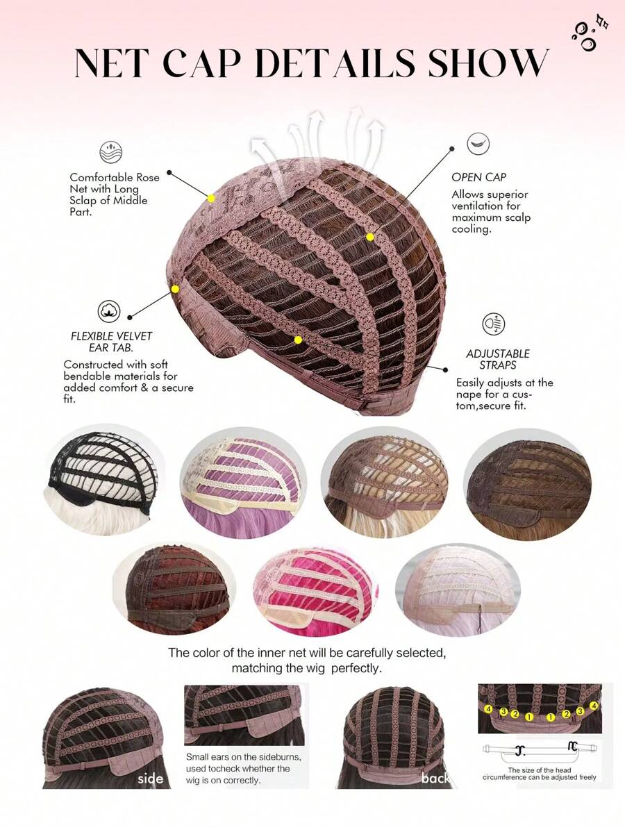 Pink Silver Gradient Blonde Wig, 16 Inch Middle Section Curl Synthetic ...